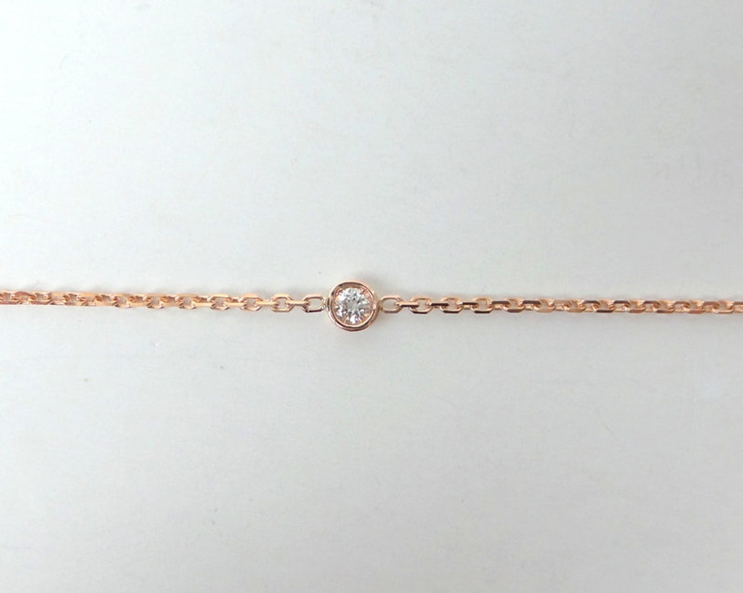 14k Gold Diamond Ankle Bracelet: Diamond Bezel Anklet - Etsy