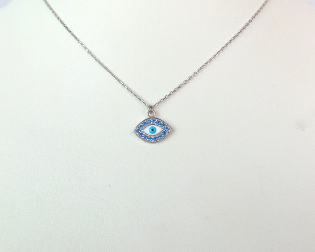 Evil Eye Necklace / Sterling Silver Evil Eye Necklace / Cz Evil Eye ...