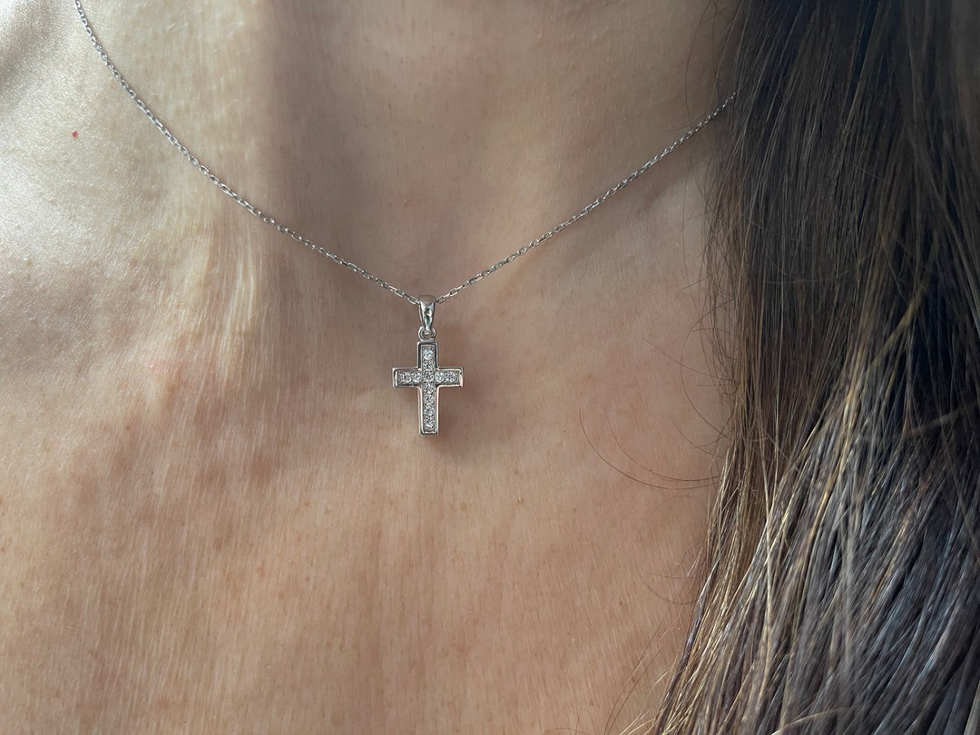 Cross Necklace / Small Cross Necklace / Mini Cross Necklace / Sterling ...