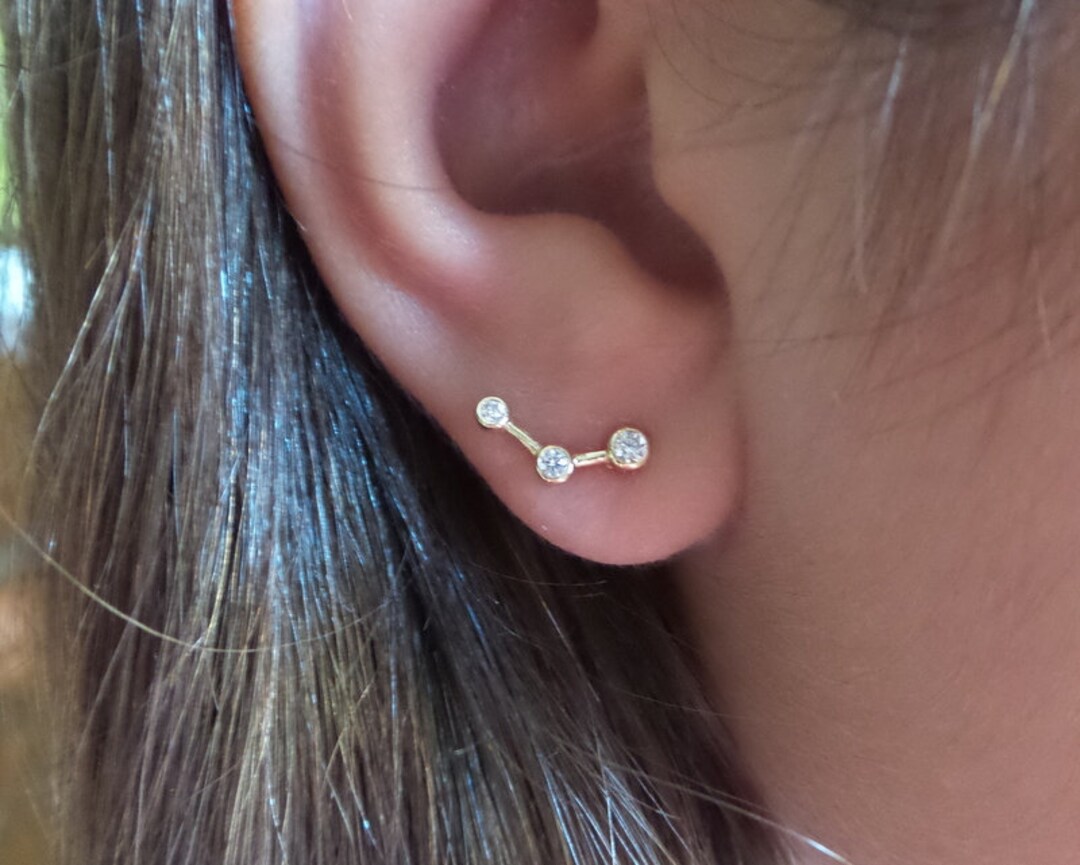 Constellation Earring / Yellow Gold Plated 925 Constellation Earring ...
