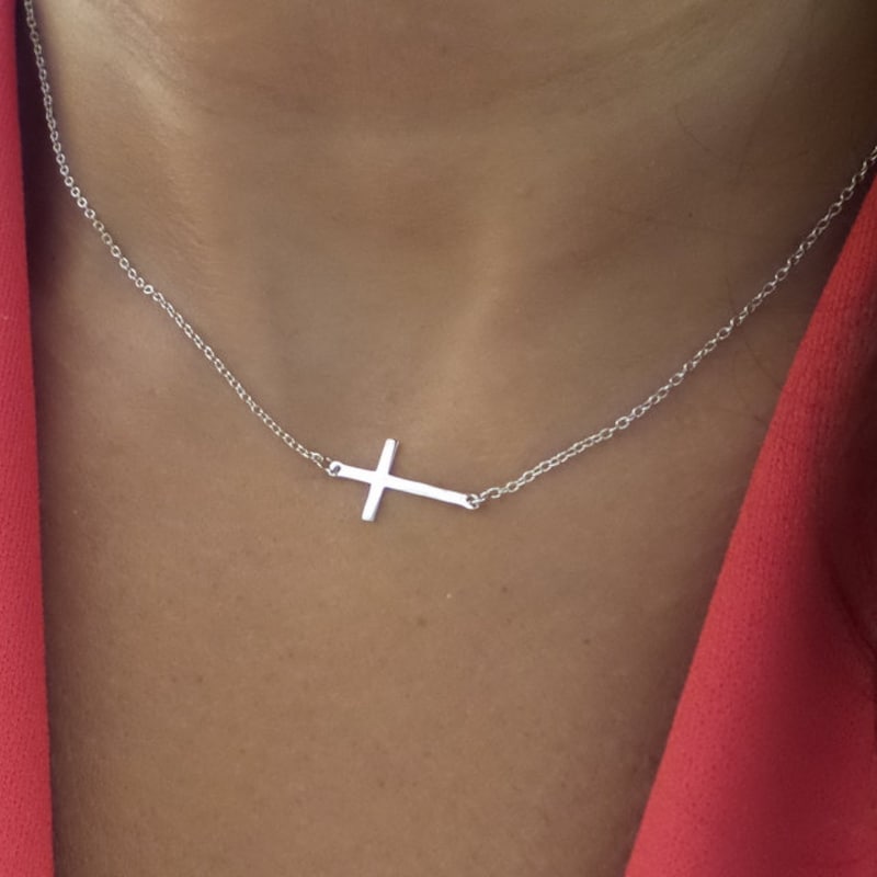 Sideways Cross Necklace - Etsy