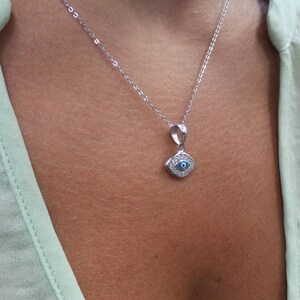 Evil Eye Necklace Sterling Silver/ Sterling Silver Evil Eye Necklace ...