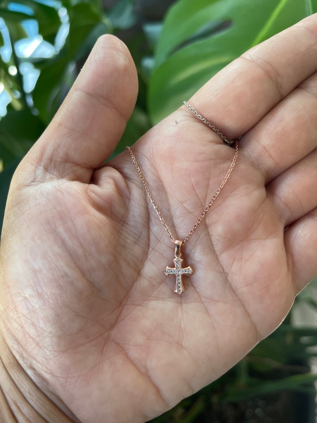 Cross Necklace / Tiny Cross Necklace / Mini Cross Necklace / Rose Gold ...