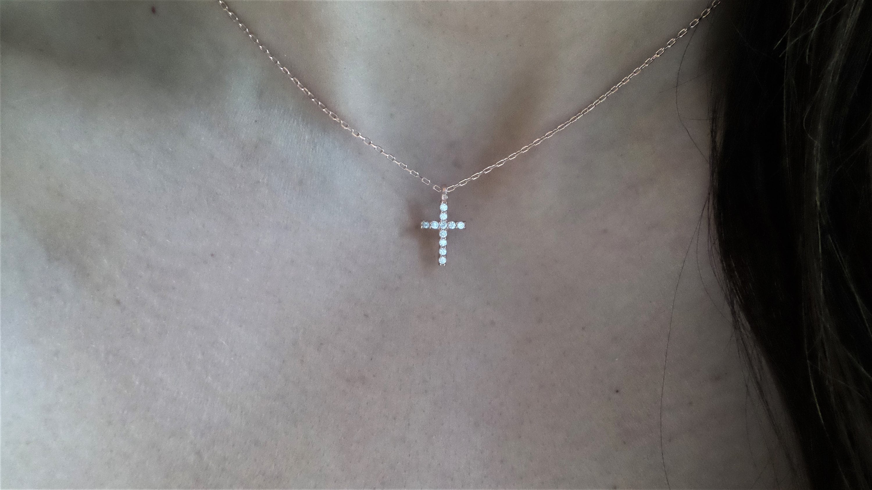 Small Cross Necklace / Cross Necklace / Diamond Cz Cross | Etsy