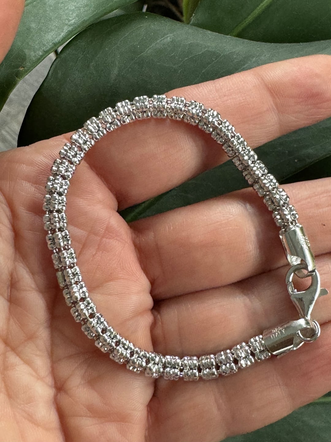 Ice Link Chain Diamond Cut Bracelet 5mm / Silver Sparkle Ice Bracelet ...