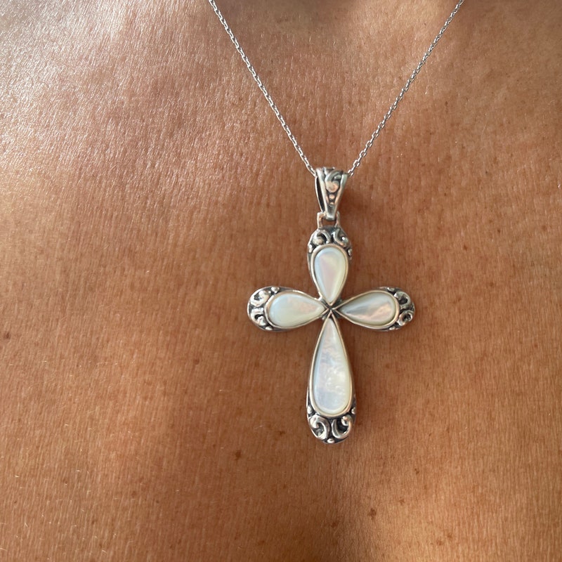 Pearl Cross Necklace - Etsy