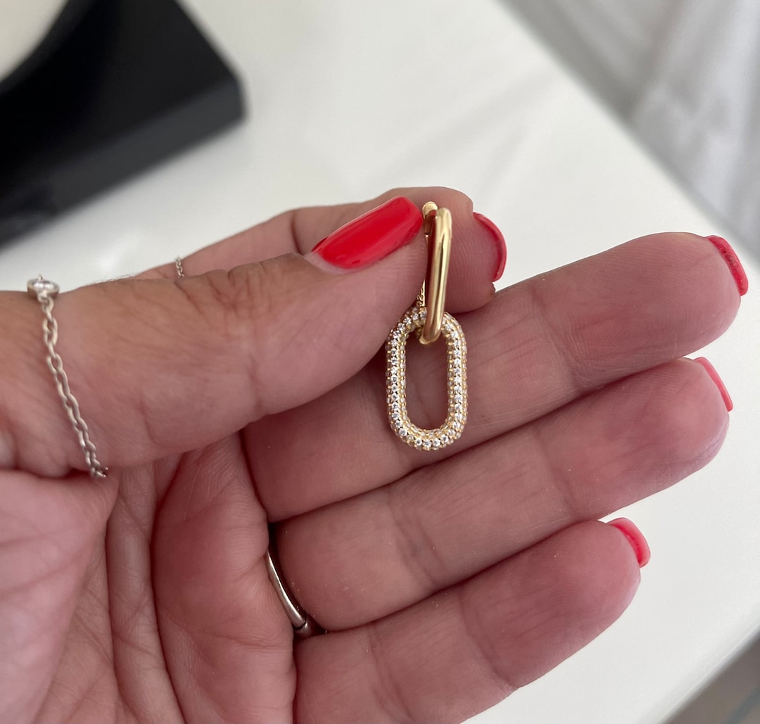 Paper Clip Earrings / Gold Diamond Cz Paper Clip Earrings - Etsy