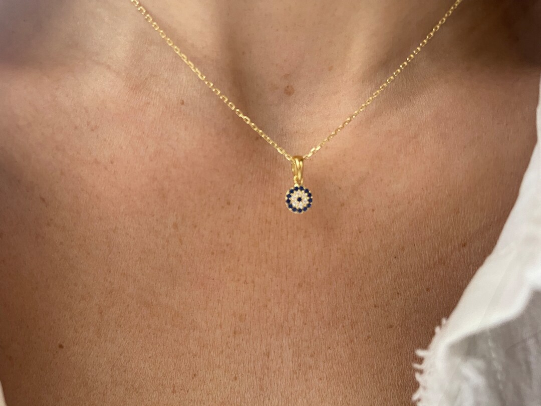 Small Evil Eye Pendant: Sterling Silver or Gold Necklace, Protection ...