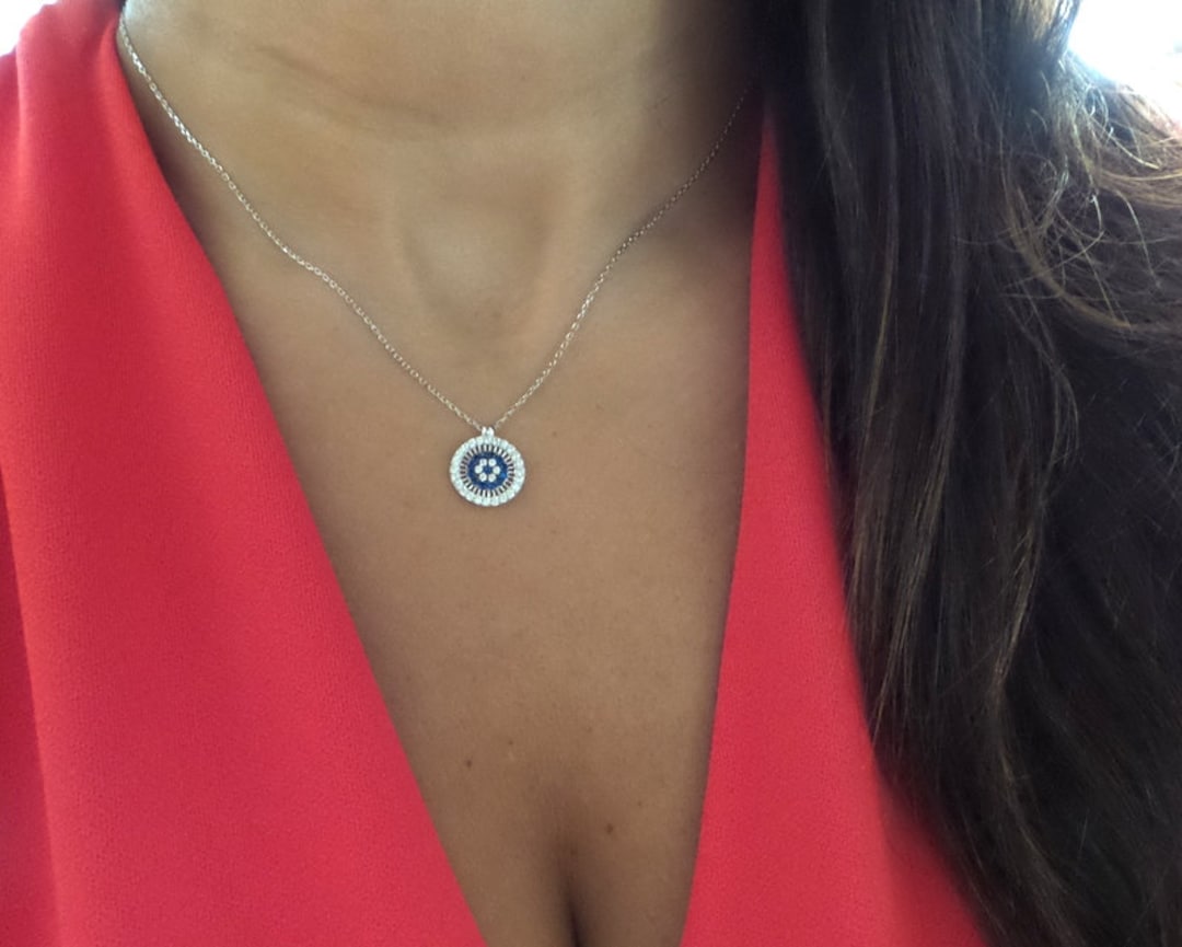 Evil Eye Necklace / Sterling Silver Evil Eye Necklace / Protection ...