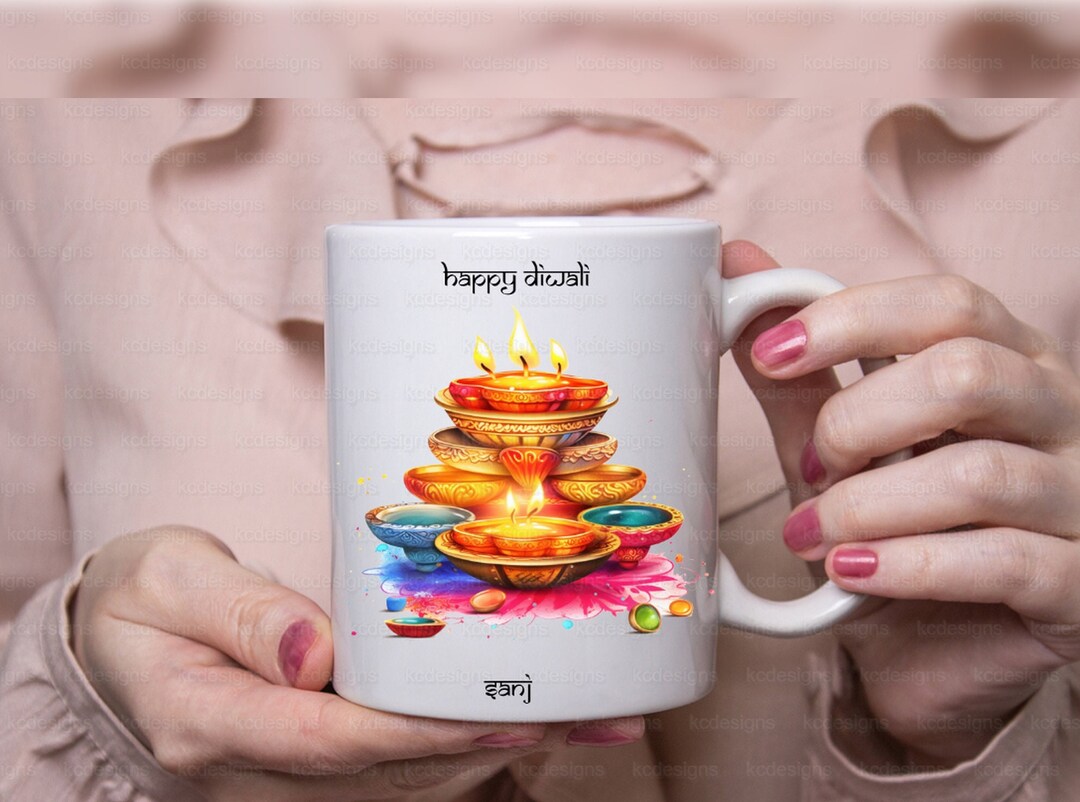 Personalised Diwali Mug Deepavali Diya Festival of Lights - Etsy