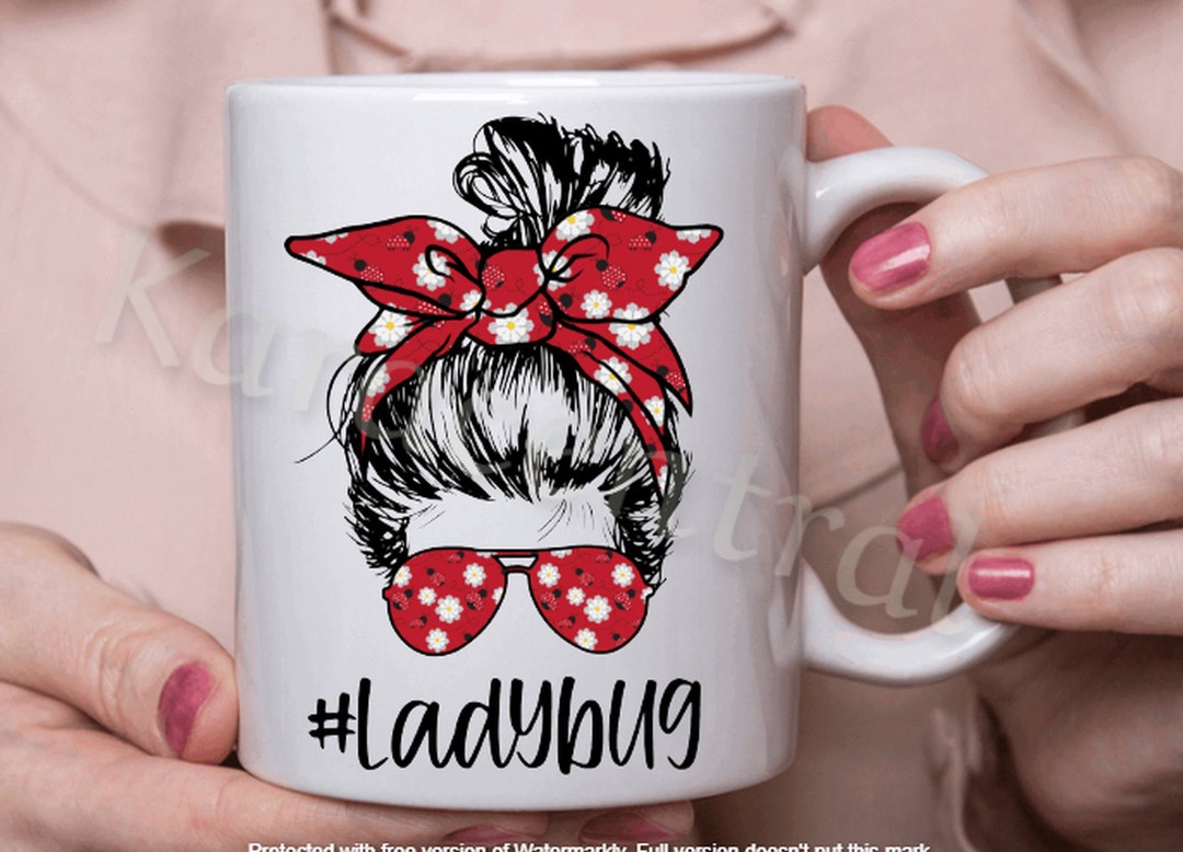 Handmade Ladybug Mug Messy Bun Style Ladybird Coffee Tea Cup - Etsy UK