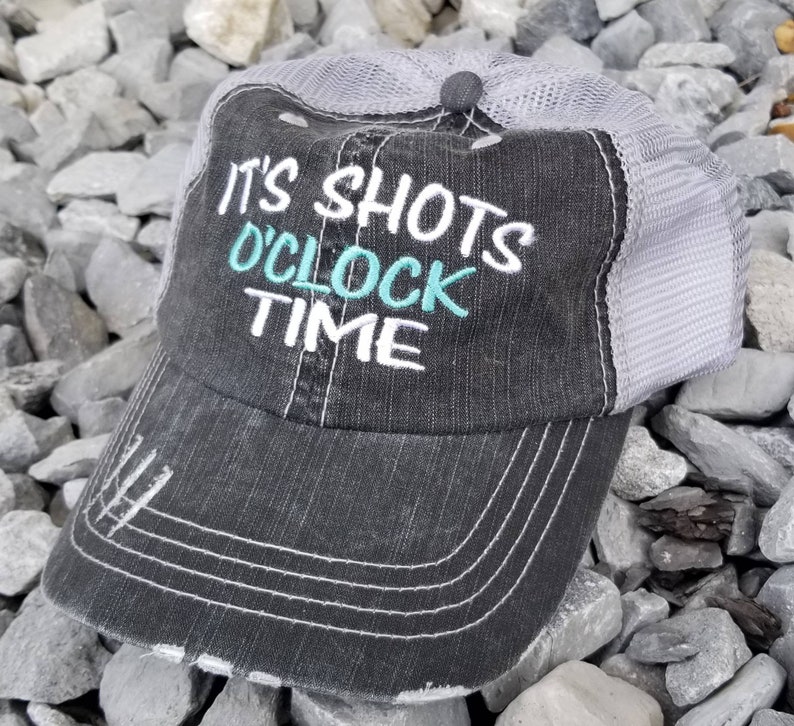 Its Shots O'clock Time Low Profile Black Distressed Cap - Etsy