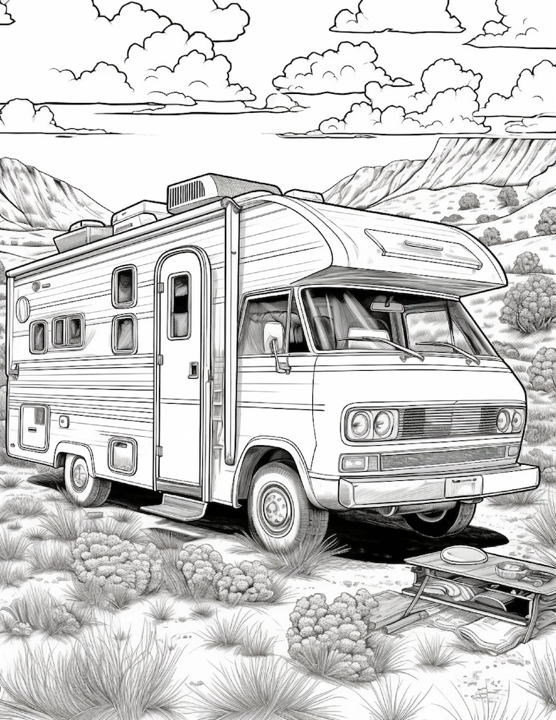 RV Life Coloring Pages: Road Trip Activity Book (5 Pages) - Etsy