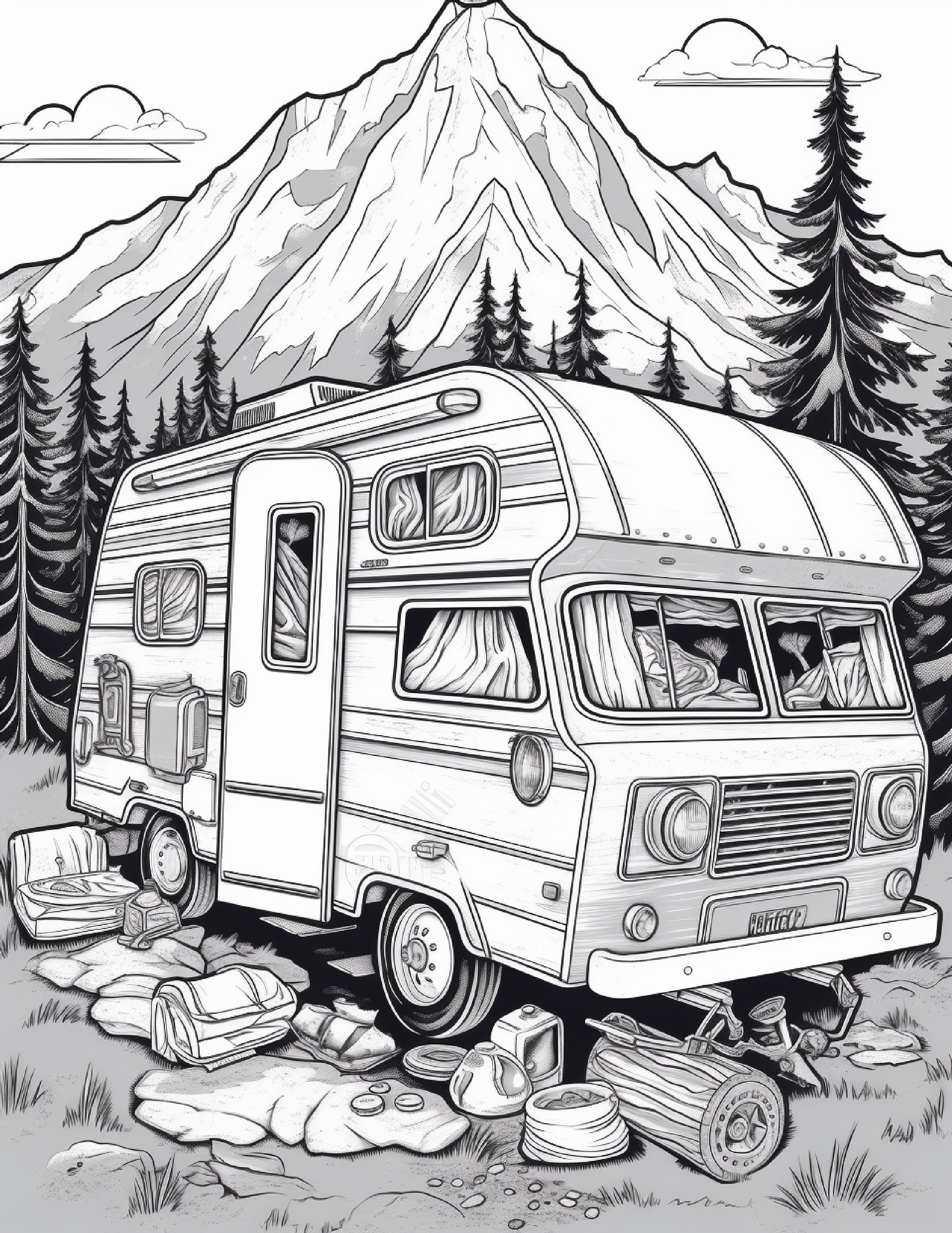 Rv Life Camping Color Book Pages Coloring Pages Road Trip 5 Pages - Etsy