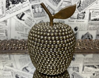 Glass Apple Paperweight With Brass Stem and Leaf - Etsy