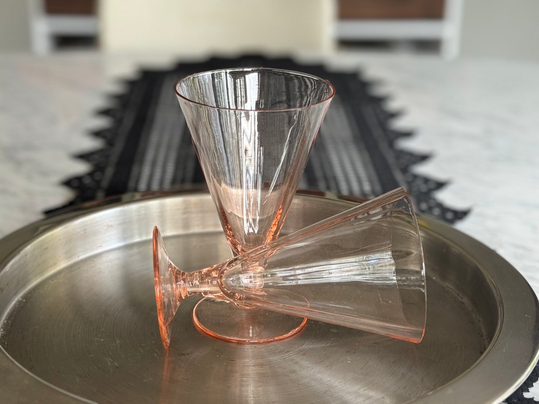 Pink Depression Optic Panel Glasses set of 2 - Etsy