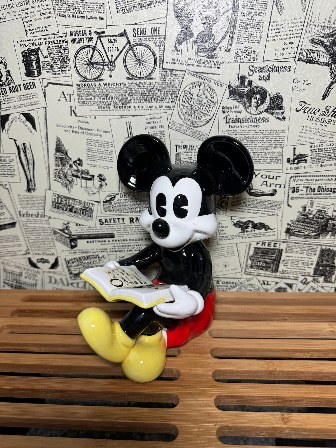 Ceramic Mickey Mouse Figure Reading Minnie Mouse Book - Etsy