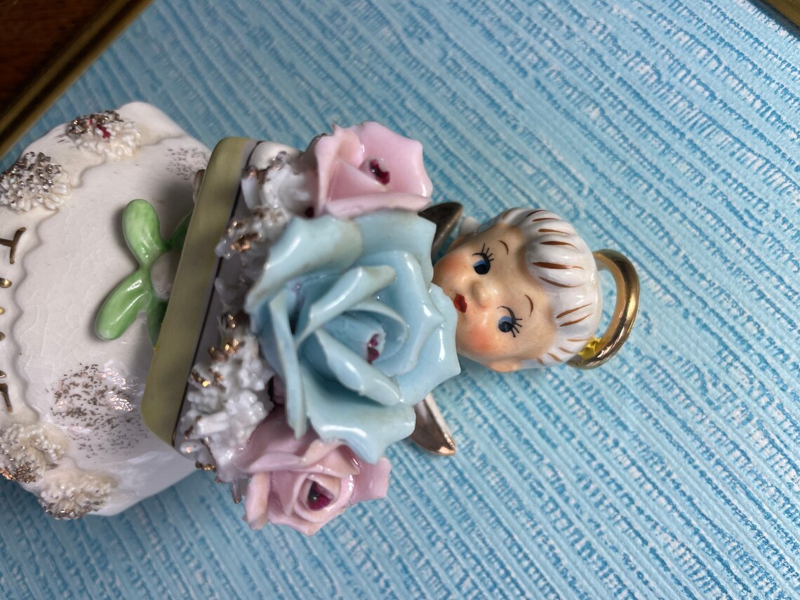 Lefton June Angel Figurine Rose Pearl Geo Z Lefton Angel | Etsy