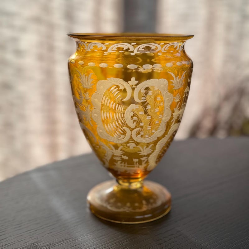 Cut to Clear Amber Vase - Etsy