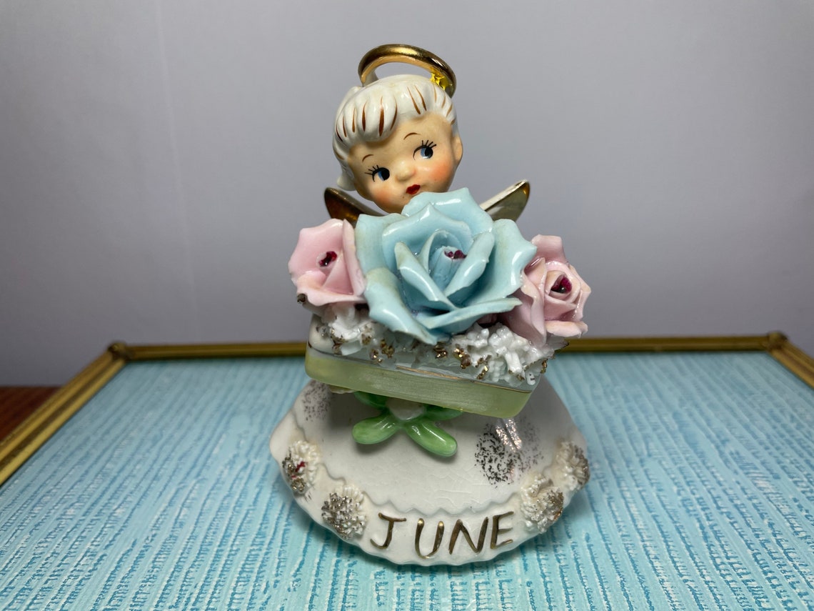 Lefton June Angel Figurine Rose Pearl Geo Z Lefton Angel | Etsy