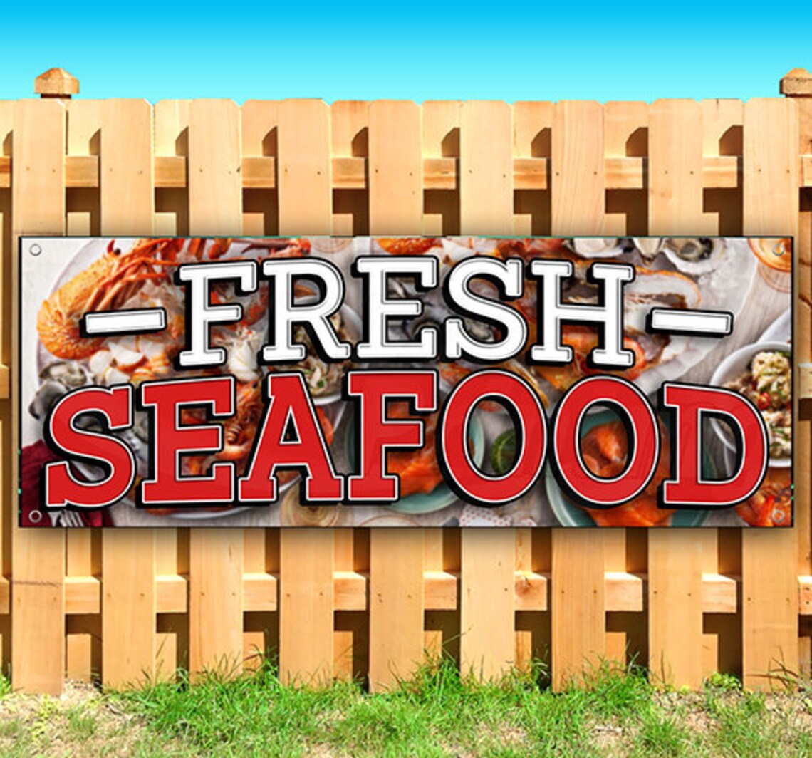FRESH SEAFOOD 13 Oz Heavy Duty Vinyl Banner Sign With Metal - Etsy