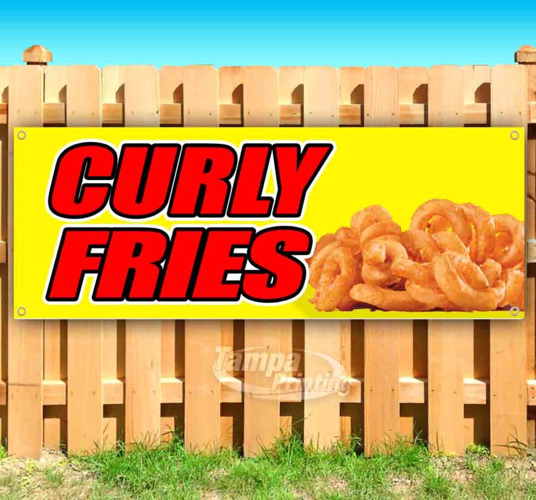 Curly Fries 13 Oz Heavy Duty Vinyl Banner Sign With Metal - Etsy