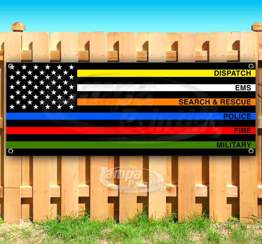 American Flag First Responders 13 Oz Heavy Duty Vinyl Banner Sign With ...