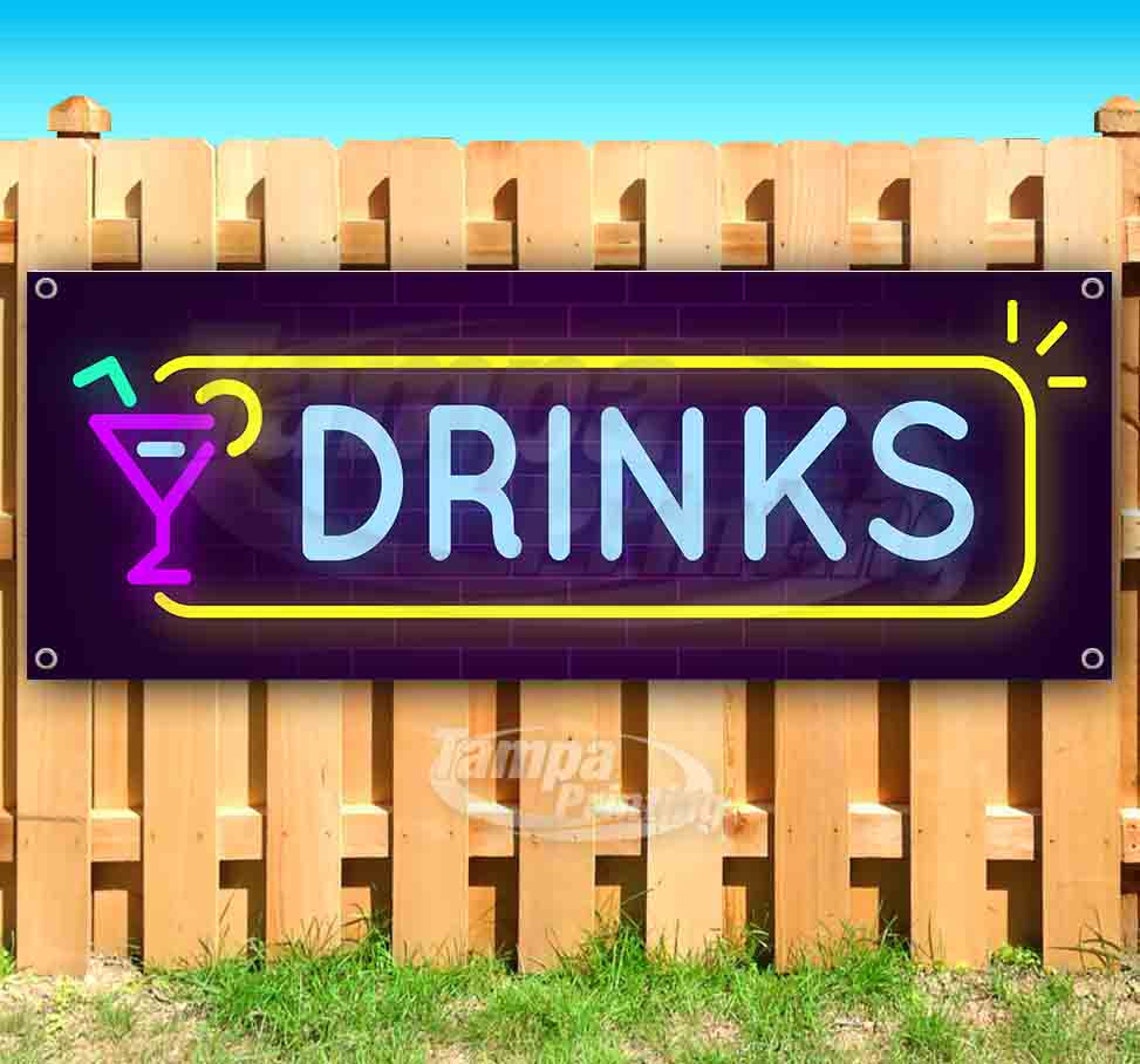 Neon Drinks 13 Oz Heavy Duty Vinyl Banner Sign With Metal - Etsy UK