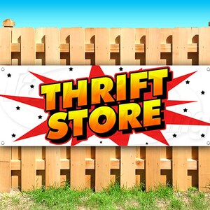 THRIFT STORE 13 Oz Heavy Duty Vinyl Banner Sign With Metal Grommets ...