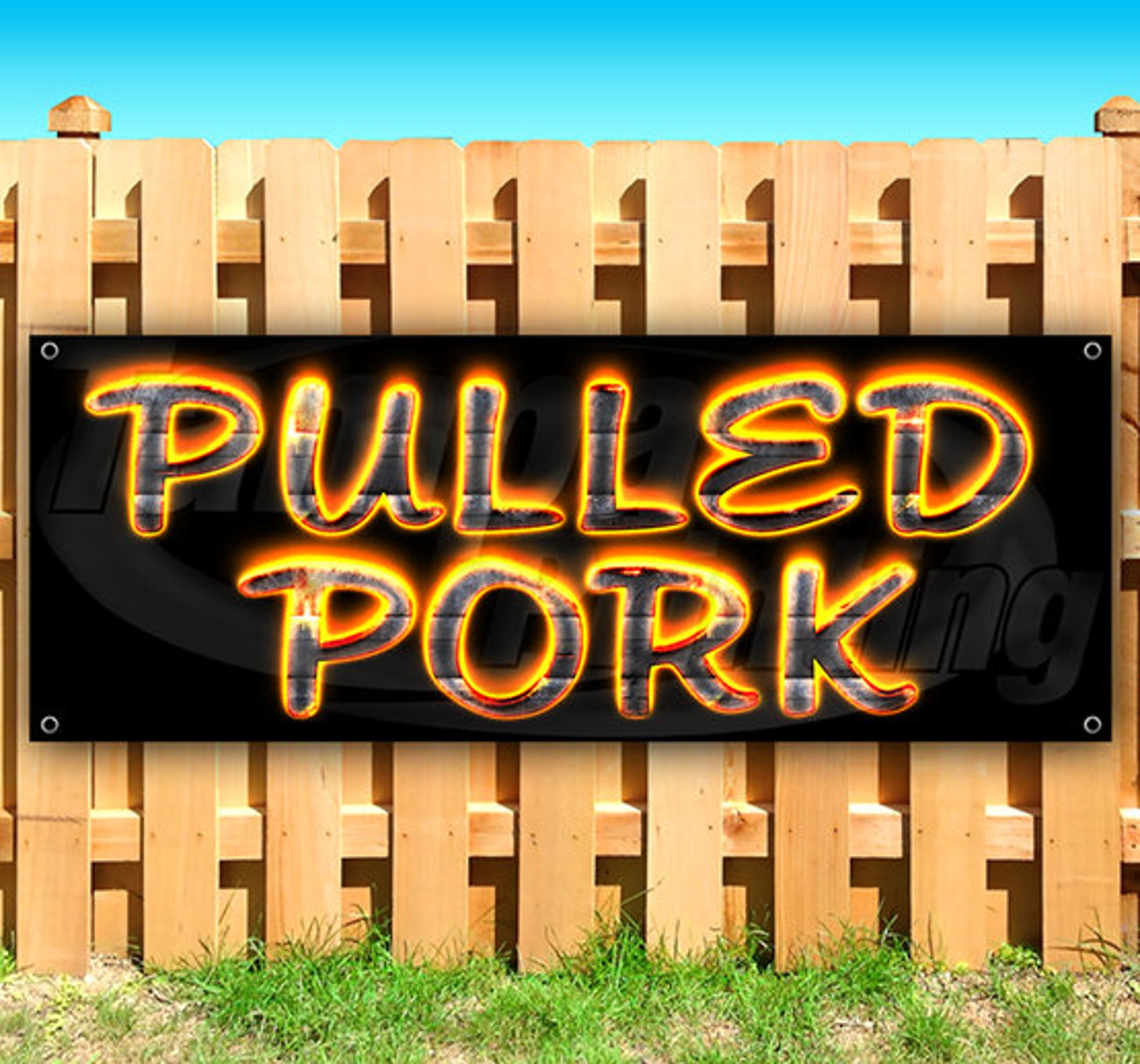 PULLED PORK 13 oz heavy duty vinyl banner sign with metal | Etsy