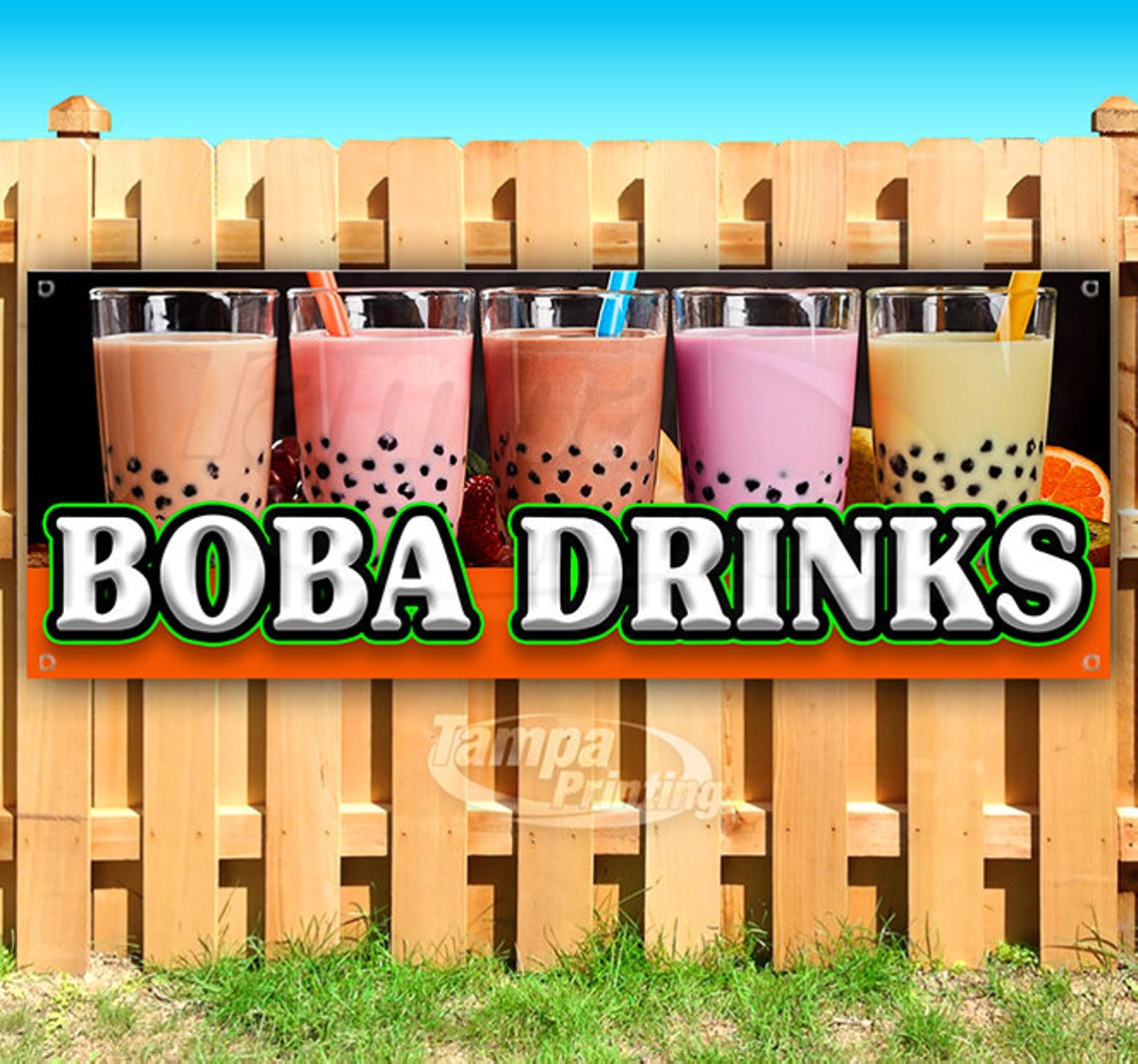 BOBA DRINKS 13 Oz Heavy Duty Vinyl Banner Sign With Metal - Etsy