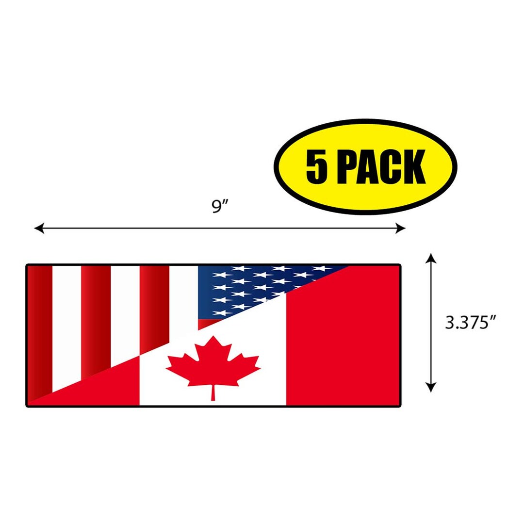 American Canada Flag Vinyl Sticker Decal 3.37 X 9 Peel & Stick Funny ...