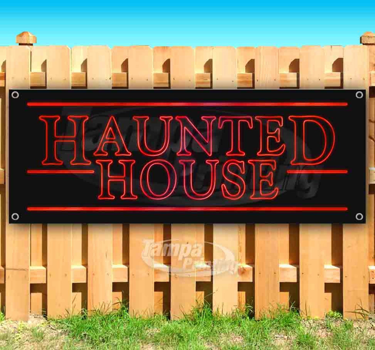 Haunted House 13 oz heavy duty vinyl banner sign with metal | Etsy
