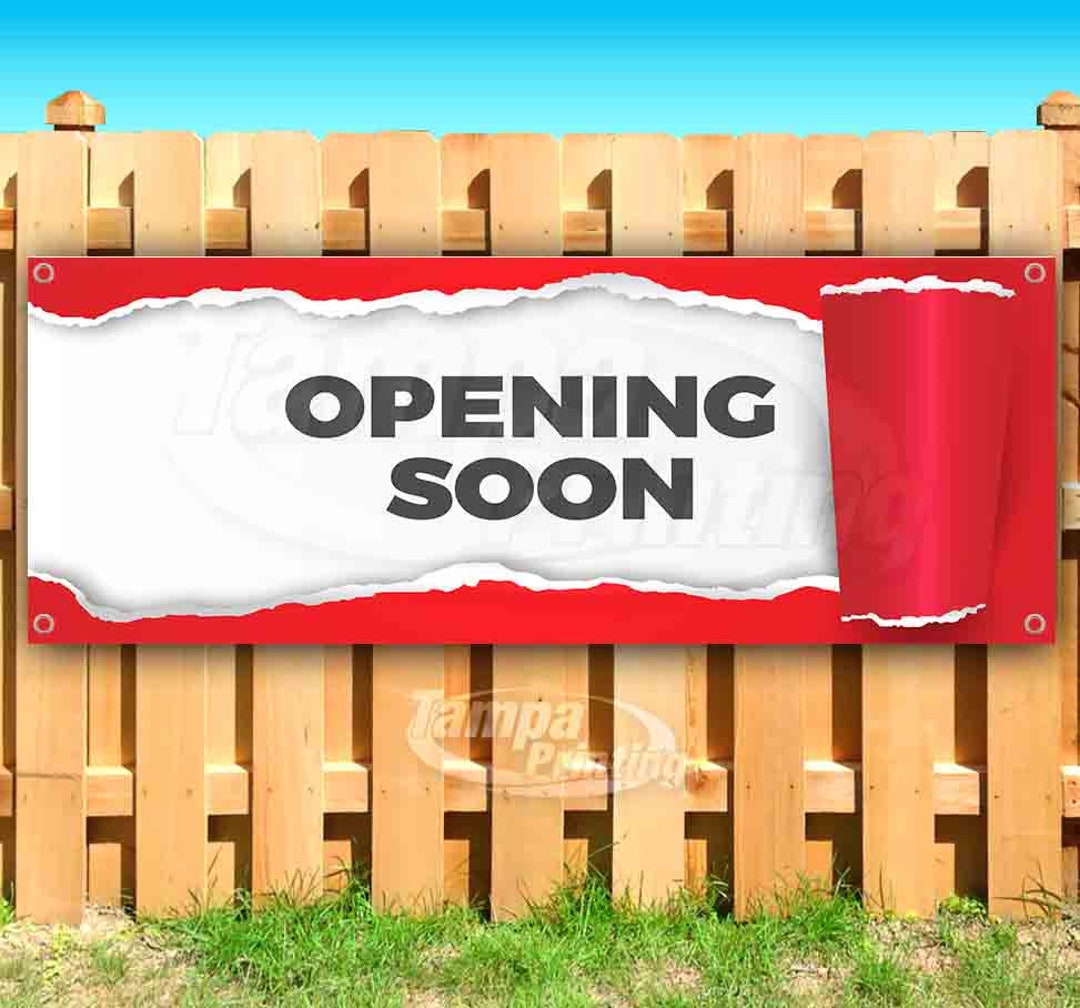 Opening Soon 13 Oz Heavy Duty Vinyl Banner Sign With Metal Grommets ...