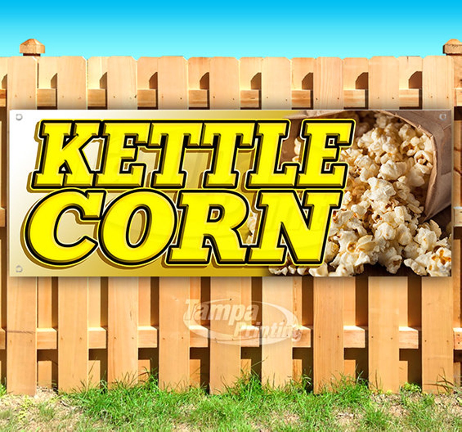 KETTLE CORN 13 oz heavy duty vinyl banner sign with metal | Etsy