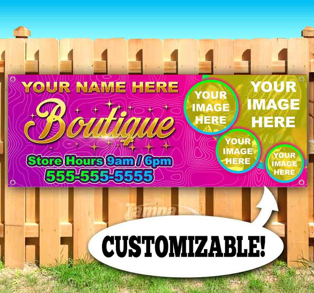 Boutique Customizable 13 Oz Heavy Duty Vinyl Banner Sign With Metal ...