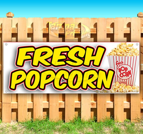FRESH POPCORN 13 Oz Heavy Duty Vinyl Banner Sign With Metal | Etsy