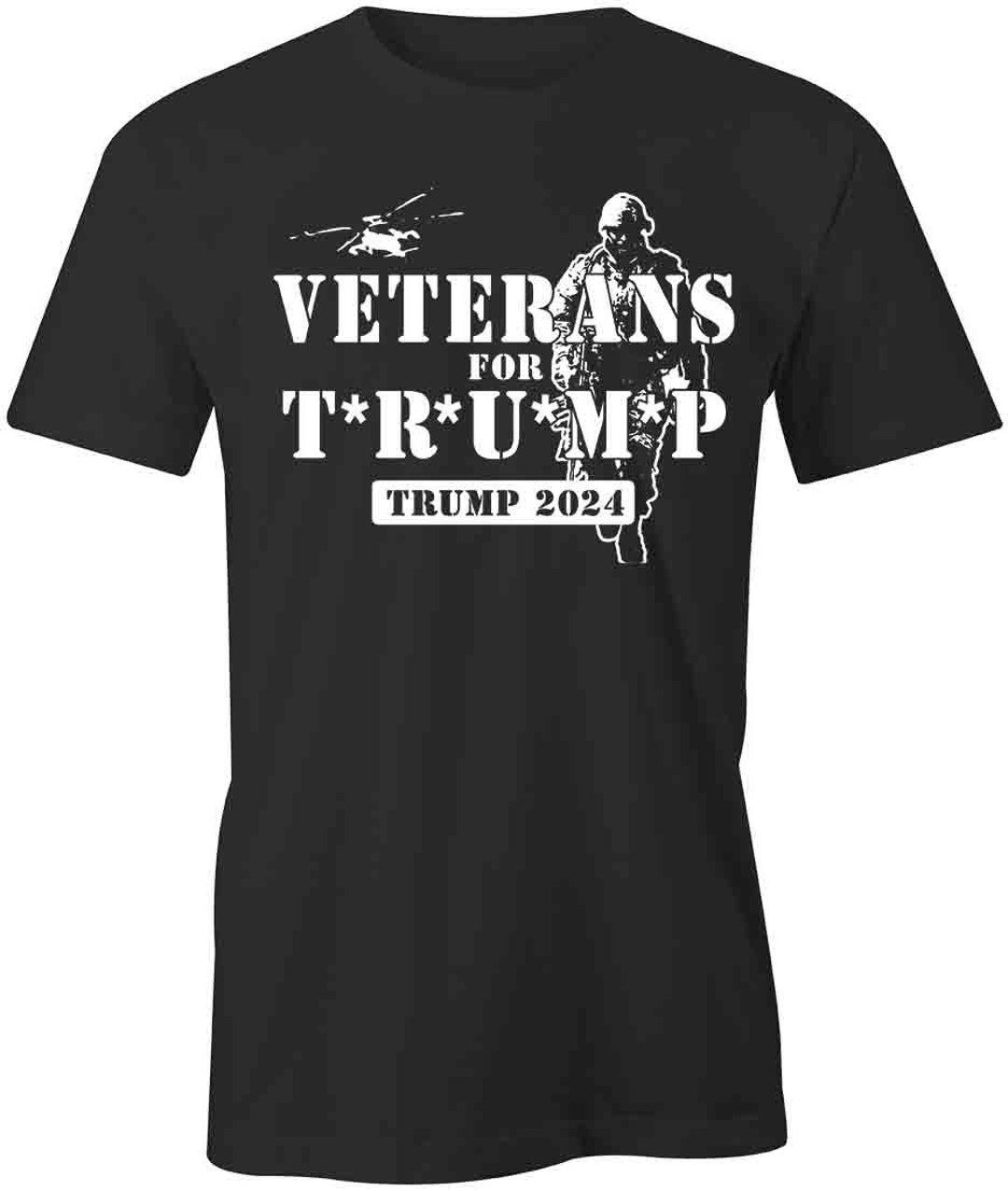 Veterans for Trump T-shirt Black, Single-sided, Short Sleeved, Pre ...