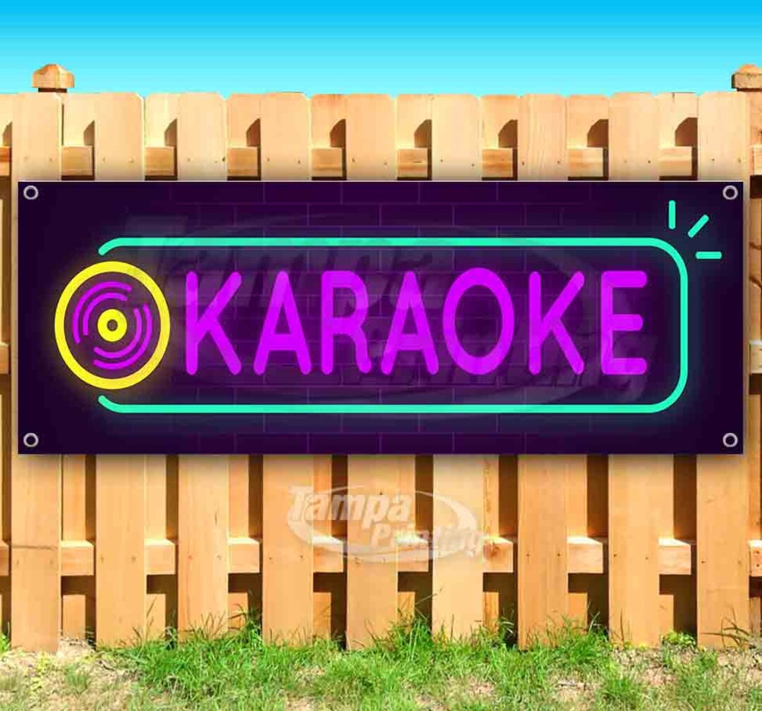 Neon Karaoke 13 Oz Heavy Duty Vinyl Banner Sign With Metal Grommets ...