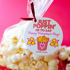 Valentine's Day Card, Valentine's Day Popcorn Tag, Circle or Square ...