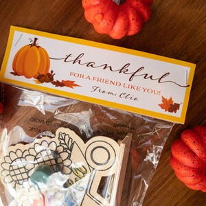 Thanksgiving Treat Bag Card, Thanksgiving Printable, Thankful Friend ...