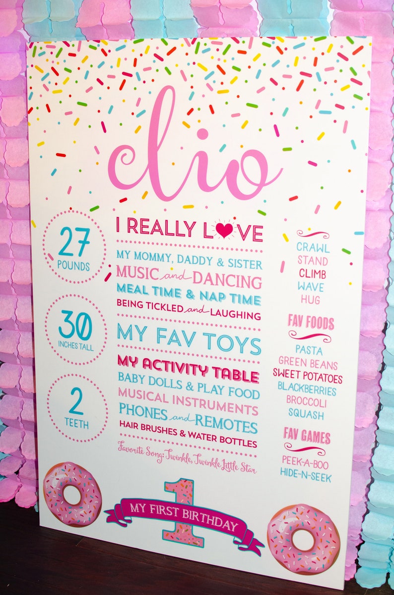 Donut 1st Birthday Sign, Donut First Birthday Poster, Donut First ...