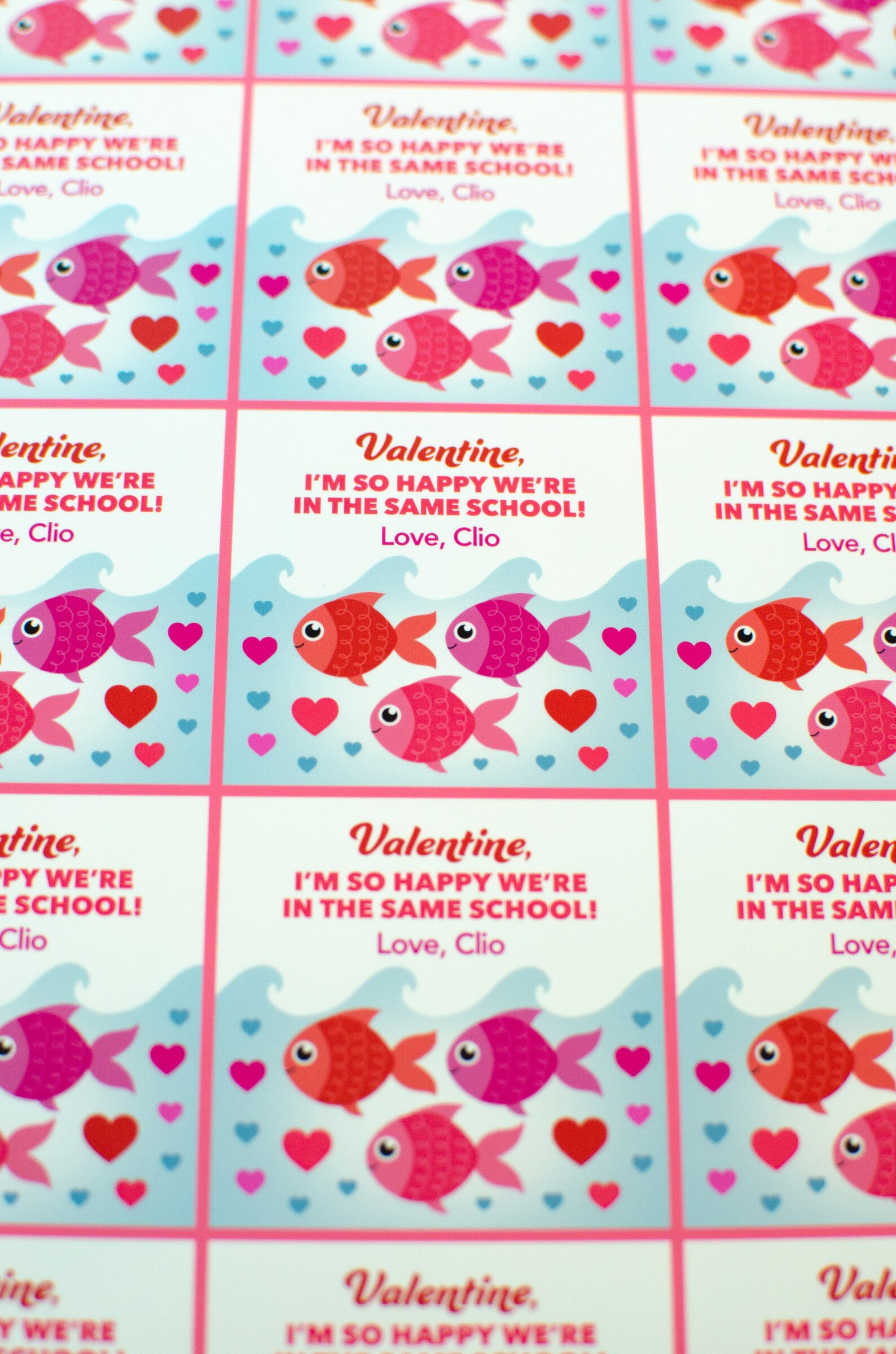 Valentine's Day Card, Valentine's Day Goldfish Tag, Circle or Square ...