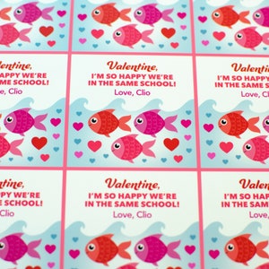 Valentine's Day Card, Valentine's Day Goldfish Tag, Circle or Square ...