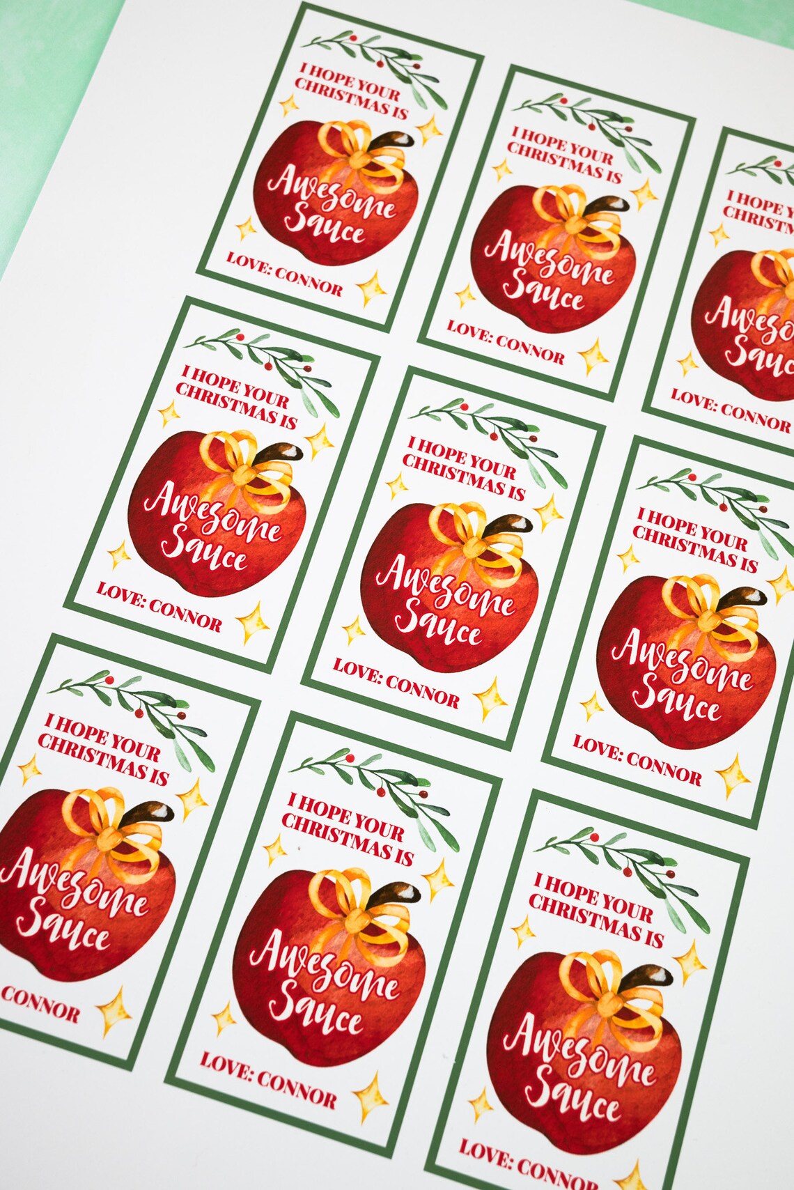 Applesauce Christmas Printable Tag, Christmas Tag, Awesome Sauce ...