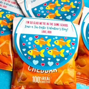 Valentine's Day Card, School Valentine's Day Tag, Goldfish Tag, Snack ...