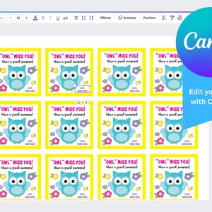 Owl Miss You, Summer Break Gift Tag Template, Teacher Student School ...