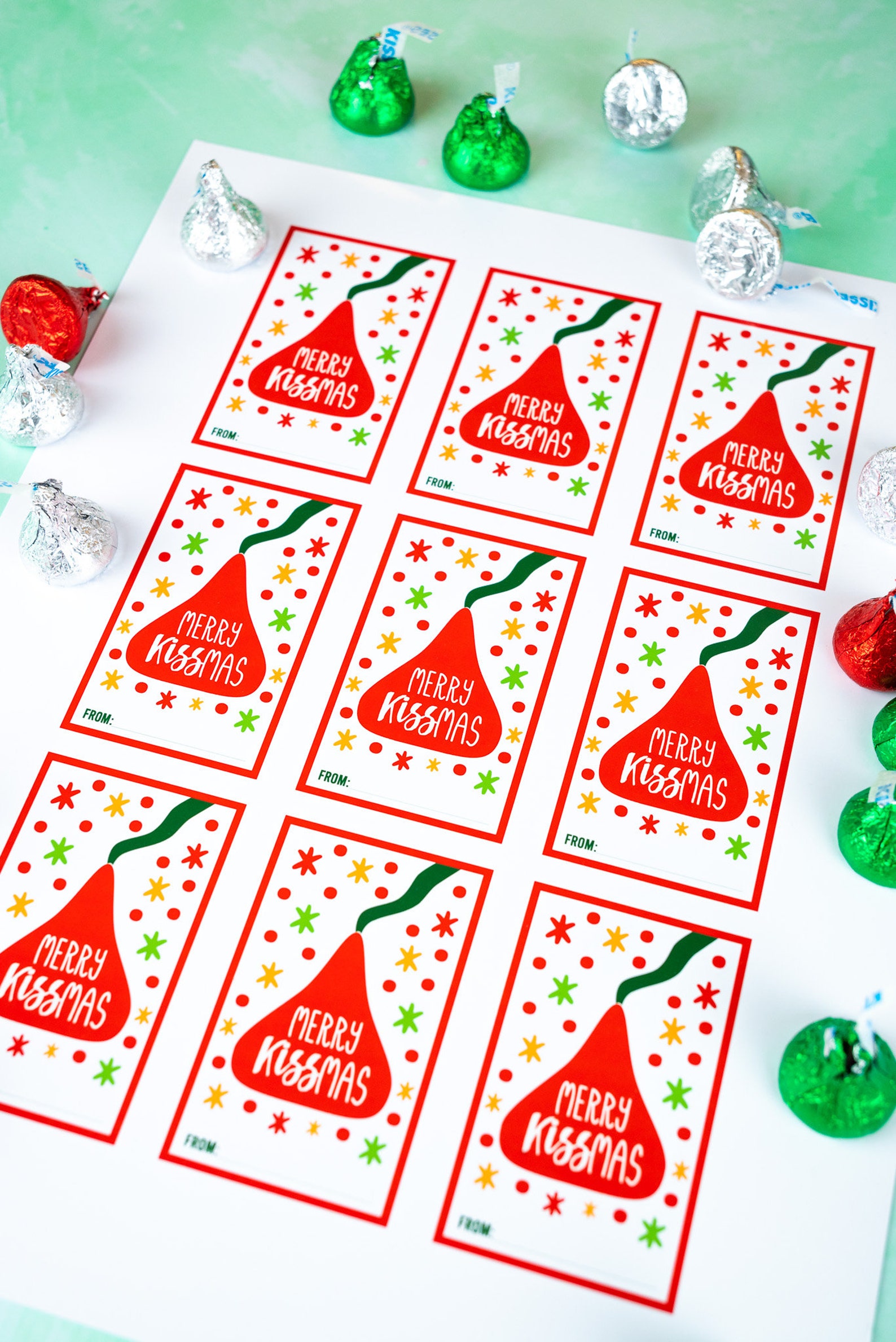 Merry Kissmas Printable Tag, Christmas Tag, Hershey's Kiss Christmas ...