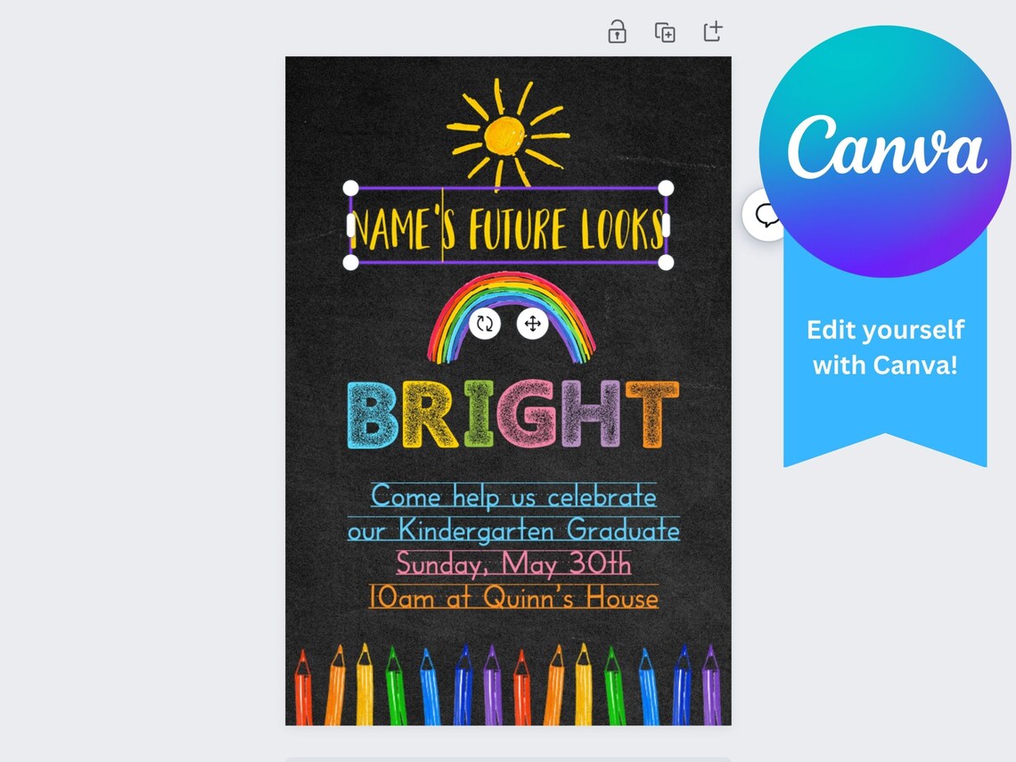 Graduation Party Invitation, Future is Bright Kindergarten Graduation ...