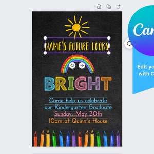 Graduation Party Invitation, Future is Bright Kindergarten Graduation ...